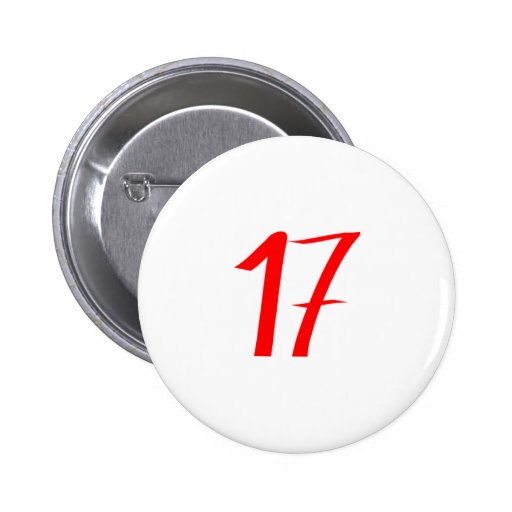 Color rojo diecisiete del número 17 pins | Zazzle