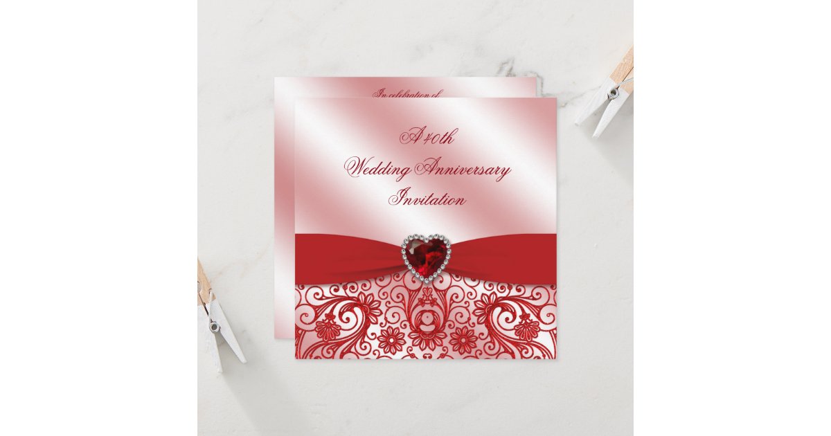 40.ª invitación al aniversario del Boda Ruby | Zazzle.es
