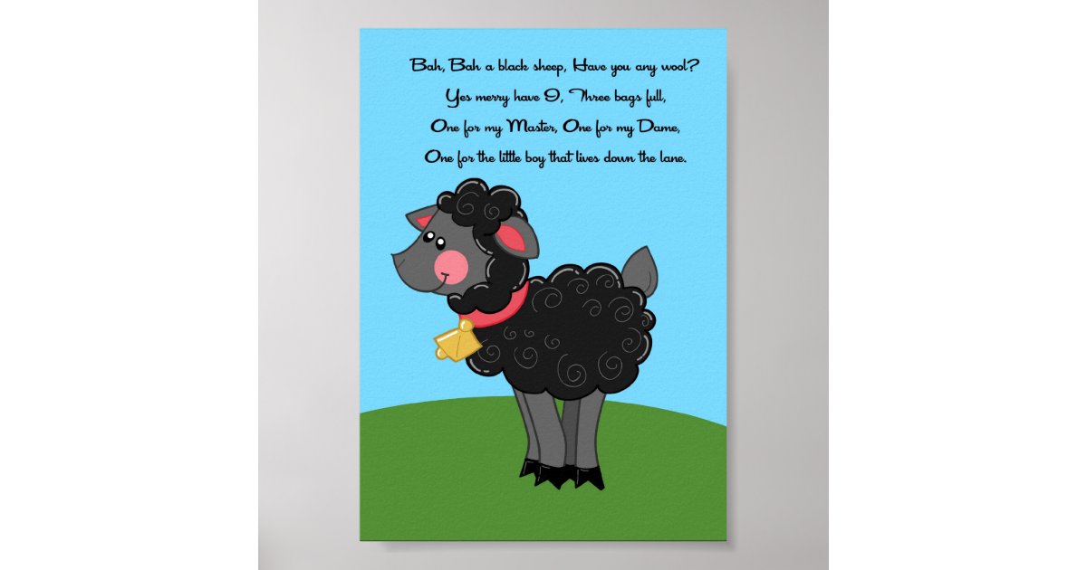 5x7 Bah Bah Black Sheep Rhyme Niños Sala Arte Pare | Zazzle.es