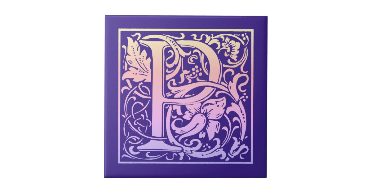 Azulejo Letra P Color Vintage Primera Letra Gradiente | Zazzle.es