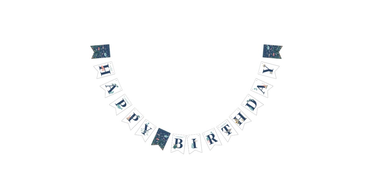 Banderines Blue Watercolor Cute Primer Niño Feliz Cumpleaños | Zazzle.es