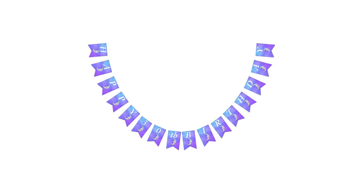Banderines Colorida luna de cumpleaños festiva en morado | Zazzle.es