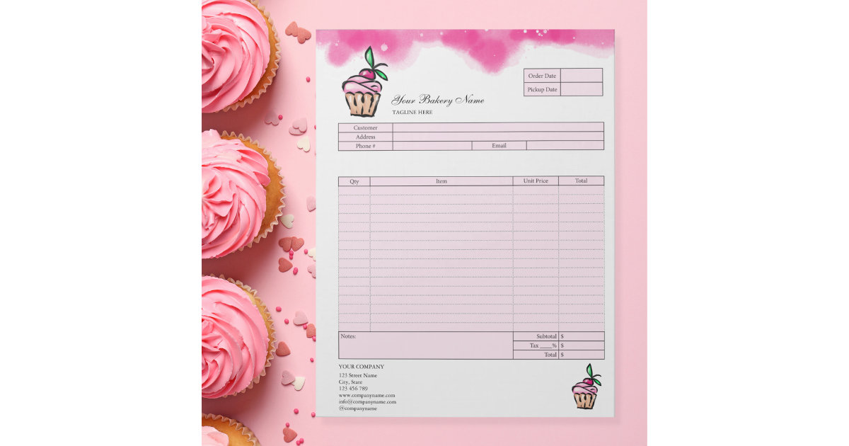 Bloc De Notas Factura del formulario de pedido de pastelería | Zazzle.es