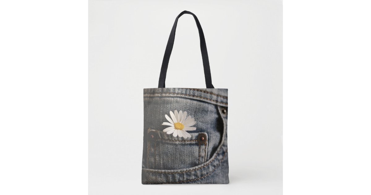 Bolso De Tela Flores | Daisy en Jeans Pocket | Zazzle.es