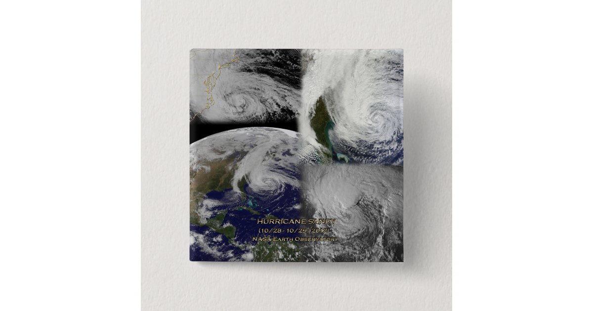 Chapa Cuadrada Collage satelital mira el huracán Sandy | Zazzle.es