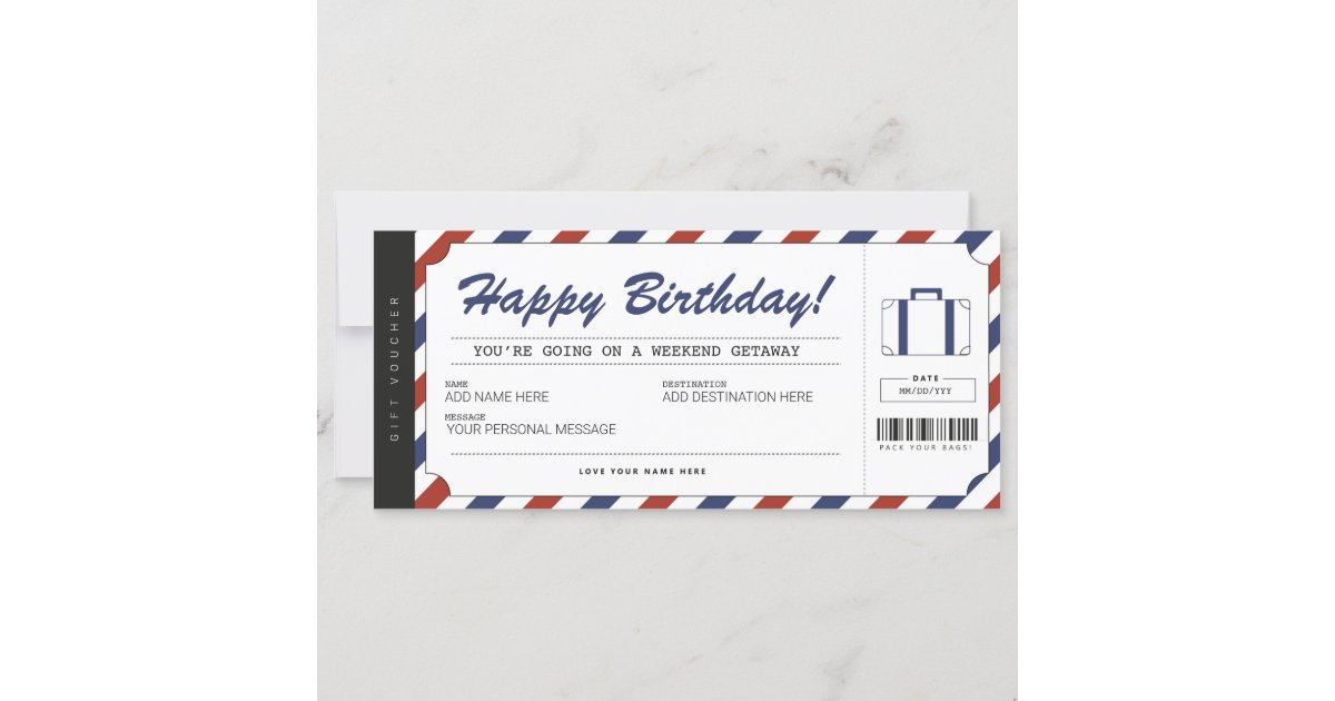 Cheque de viaje de cumpleaños de fin de semana Get | Zazzle.es