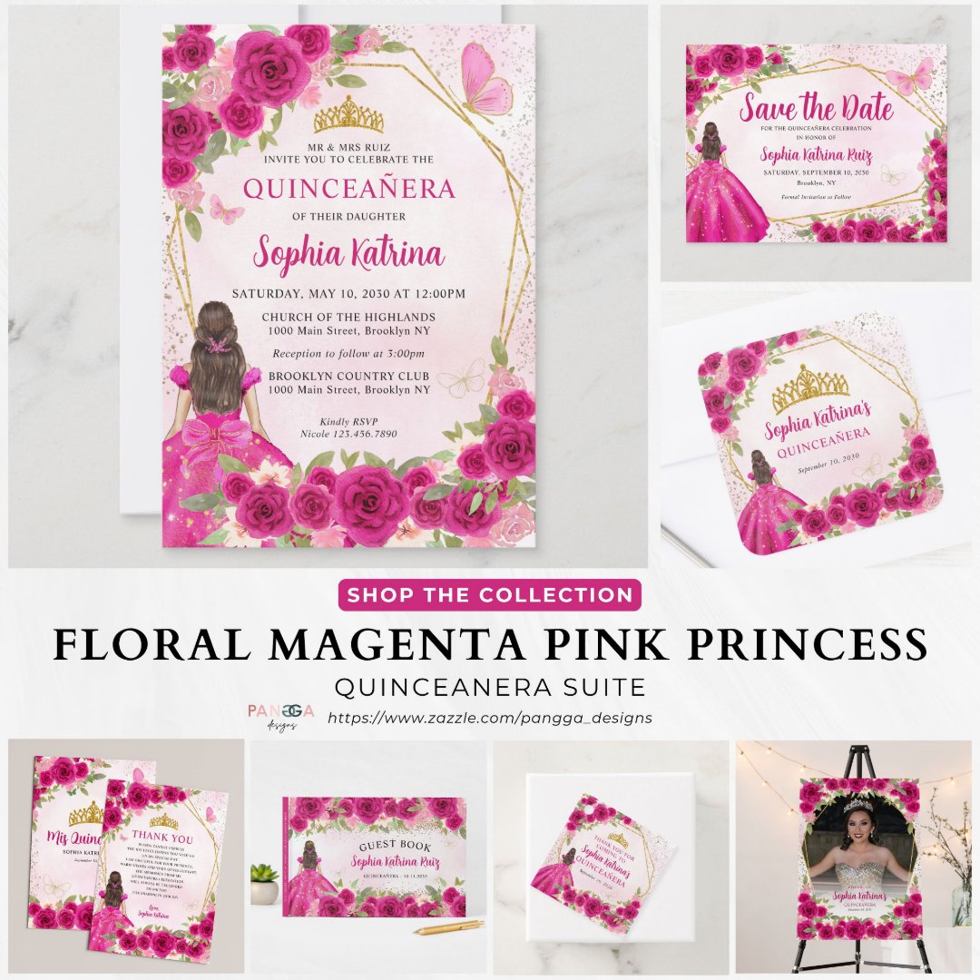 Lámina Princesa floral de oro magenta de presupuesto Quin | Zazzle.es