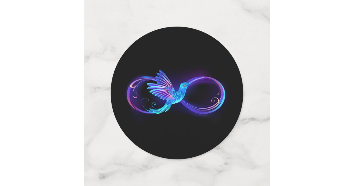 Confeti Símbolo de infinito neón con colibrí brillante | Zazzle.es