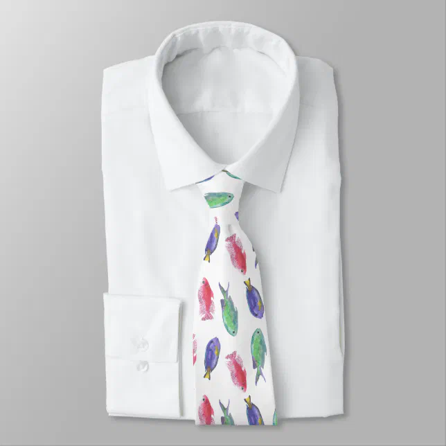 Corbata Ilustracion de peces de colores acuáticos | Zazzle.es