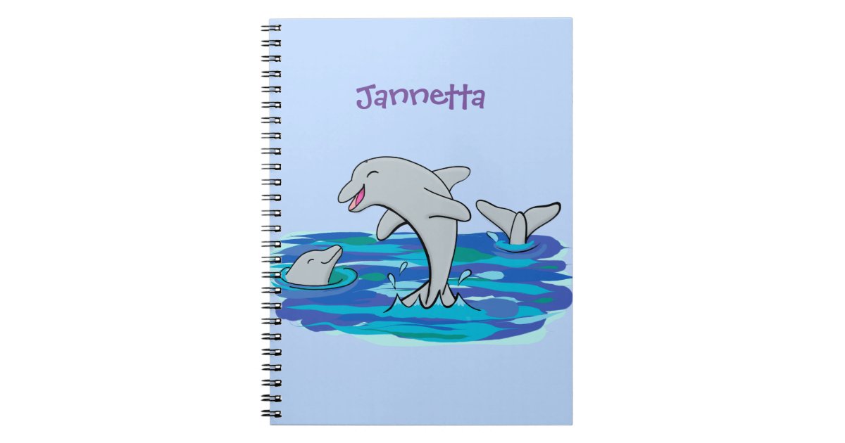 Cuaderno Adorables delfines felices ilustracion personaliza | Zazzle.es