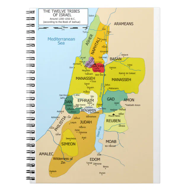 Cuaderno Mapa de 12 tribus de Israel de 1200 a 1050 | Zazzle.es