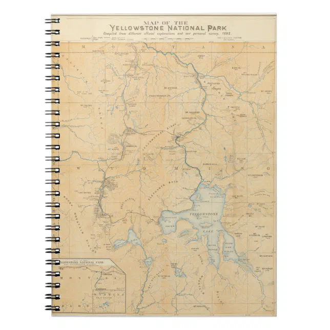 Cuaderno Mapa del Parque Nacional Yellowstone Vintage | Zazzle.es
