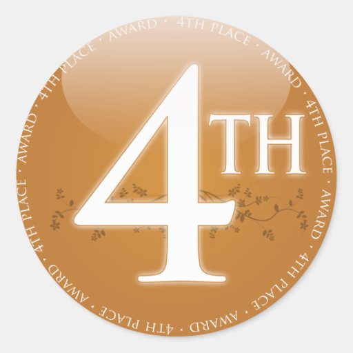 Cuarto 4to) premio del lugar ( pegatina redonda | Zazzle