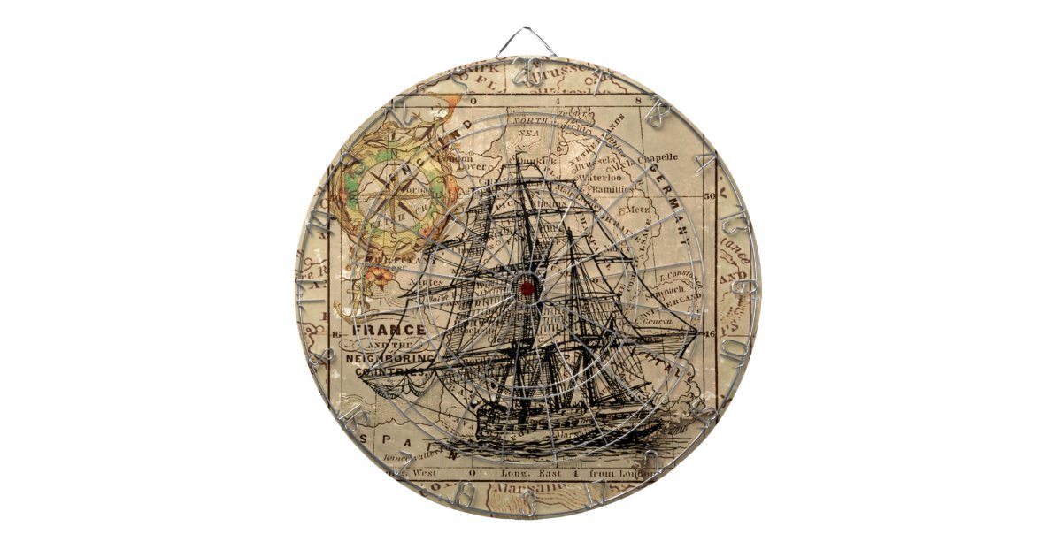 Diana Mapa y barco del antiguo general de Francia | Zazzle.es
