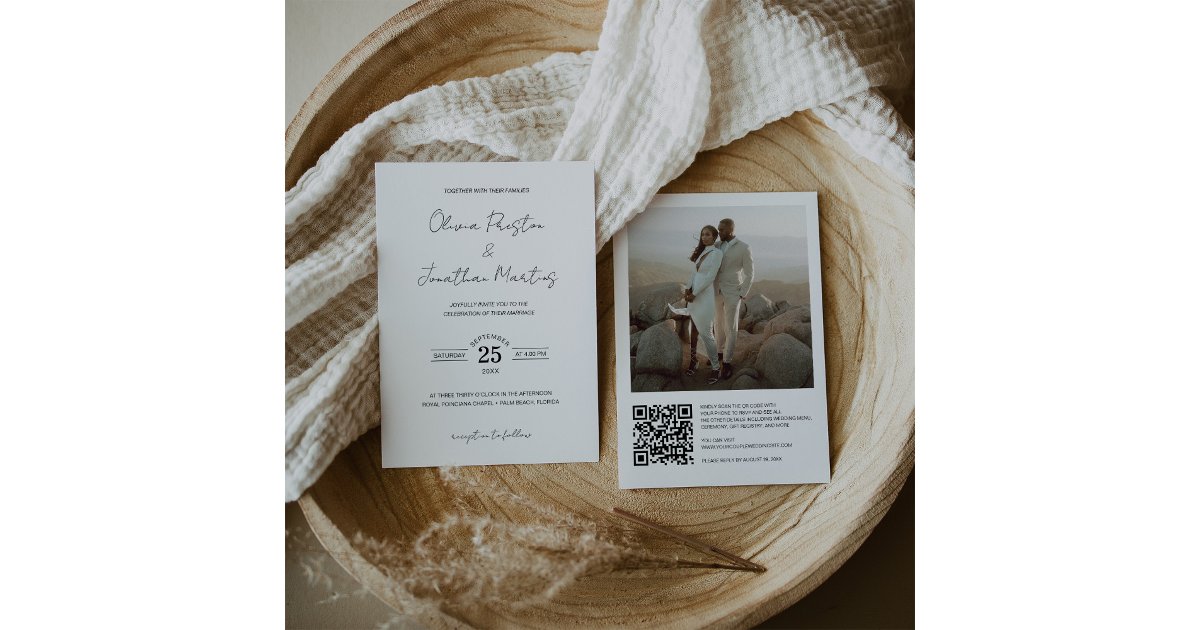 Elegante Simple Código QR Invitación a matrimonio | Zazzle.es