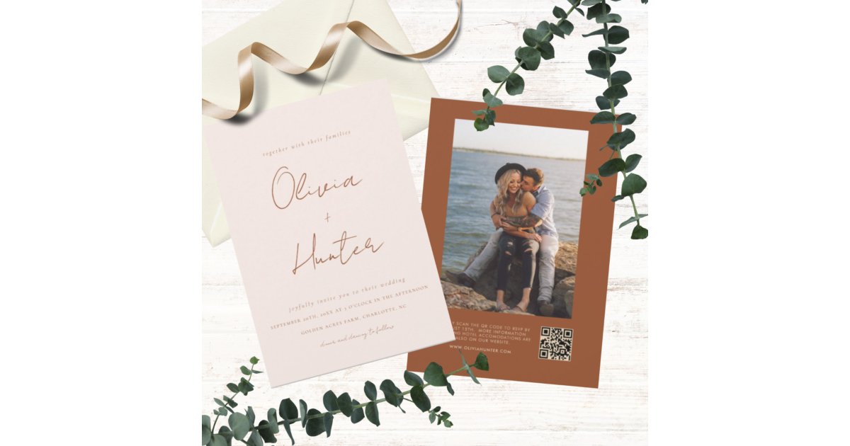 Elegante Terracota todo en una invitación de matri | Zazzle.es