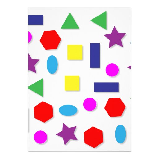 Figuras geométricas coloridas invitación 12,7 x 17,8 cm | Zazzle