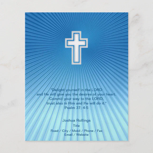 Flyer Cruz cristiana de fondo azul | Zazzle.es