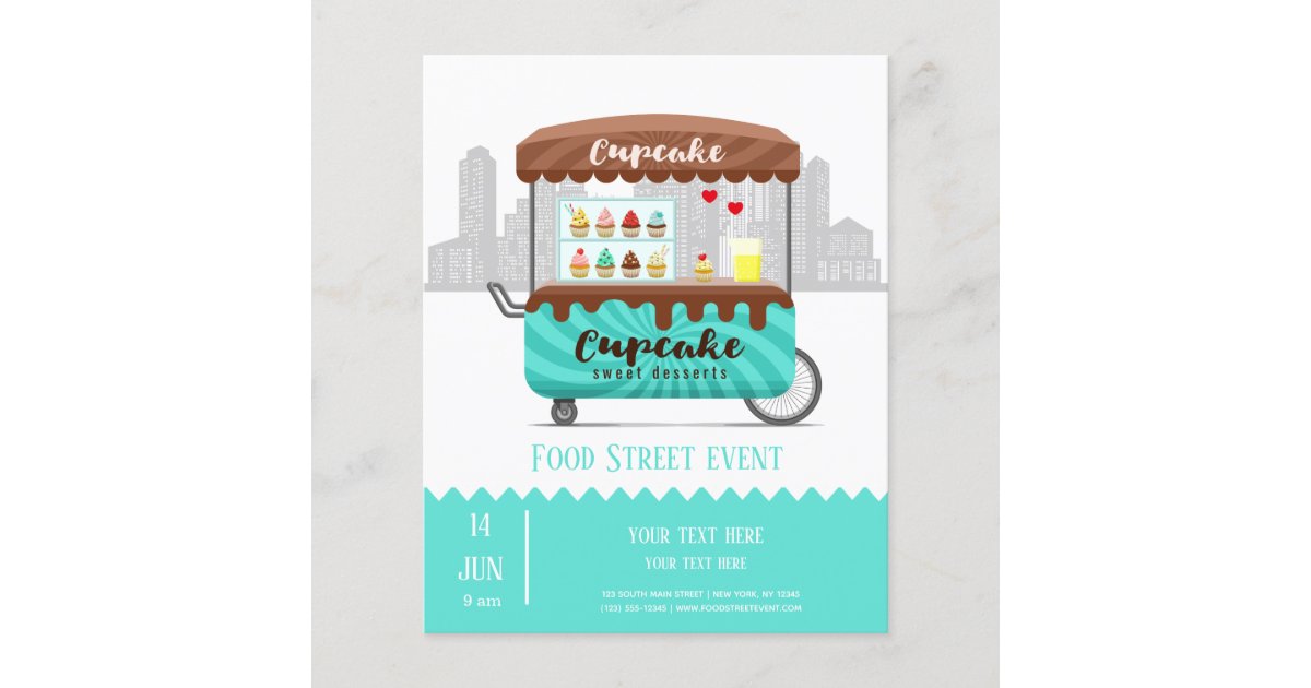 Flyer Pastelitos de calle de comida postres dulces | Zazzle.es