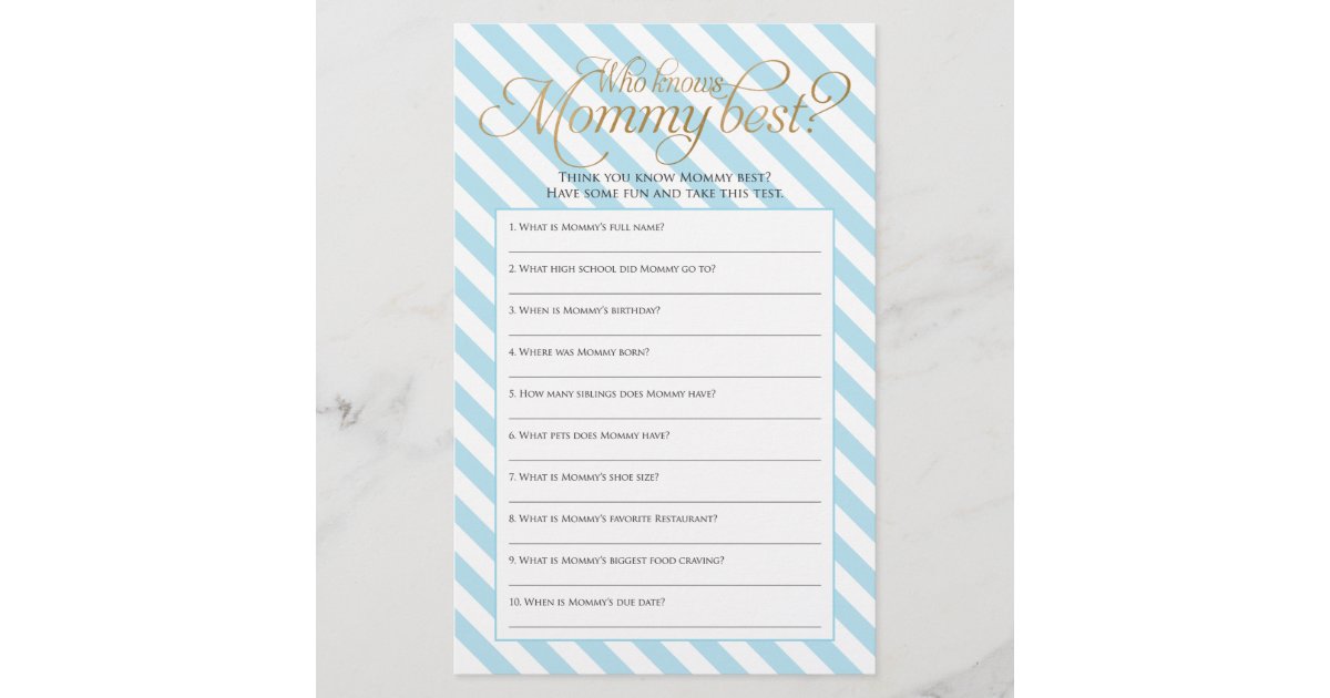 Flyer Quién conoce a mamá mejor juego de Baby Shower | Zazzle.es