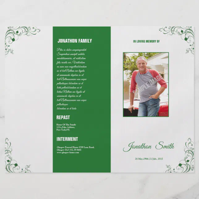 Folleto de plantilla del programa funeral | Zazzle.es