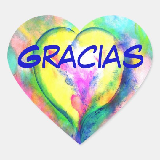 Gracias Corazon Etiqueta Engomada | Zazzle.es