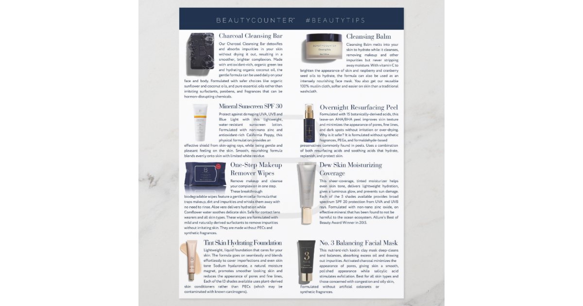 Hoja de datos de Beautycounter | Zazzle.es