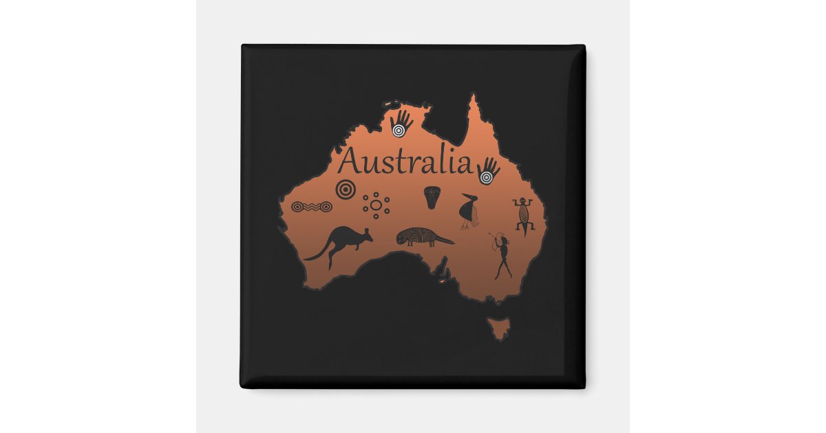 Imán australian aboriginal map with symbols | Zazzle.es