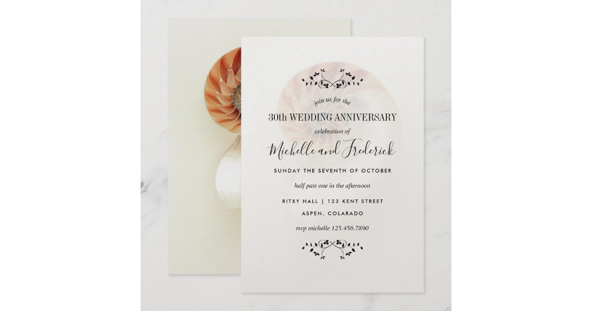 Invitación 30.º aniversario de Pearl Boda Nautilus Shell | Zazzle.es