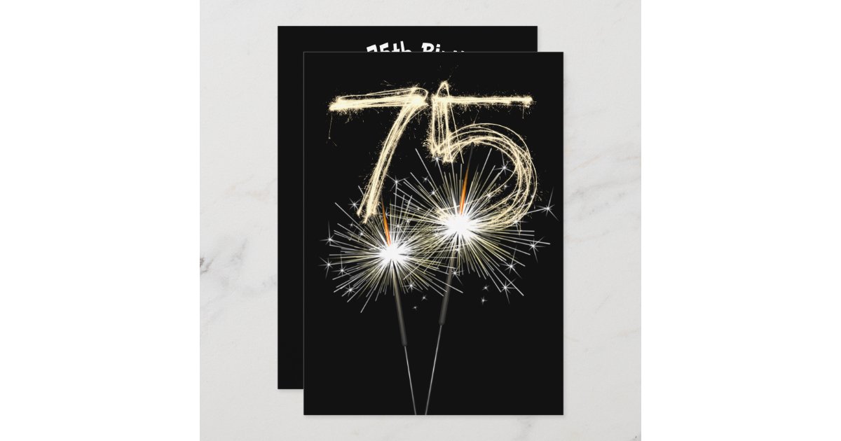 Invitación 75ª Fiesta De Cumpleaños Sparkler Zazzlees