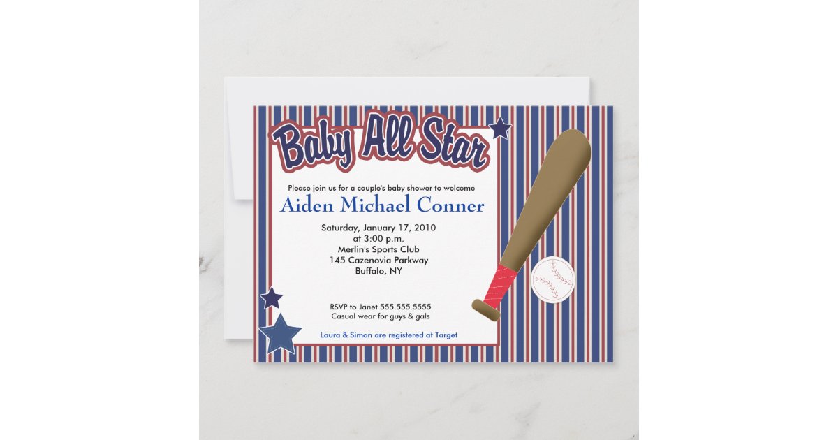 Invitación a Baby Shower del BABY All Star Basebal | Zazzle.es