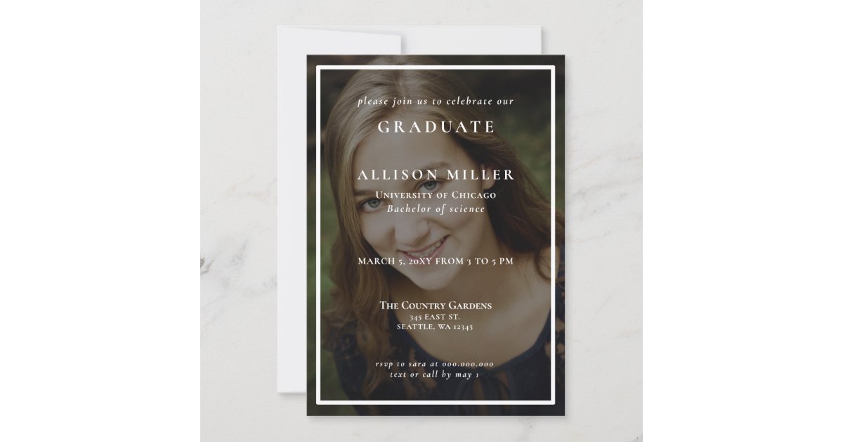 Invitación a graduación de fotos con clase de cuad | Zazzle.es