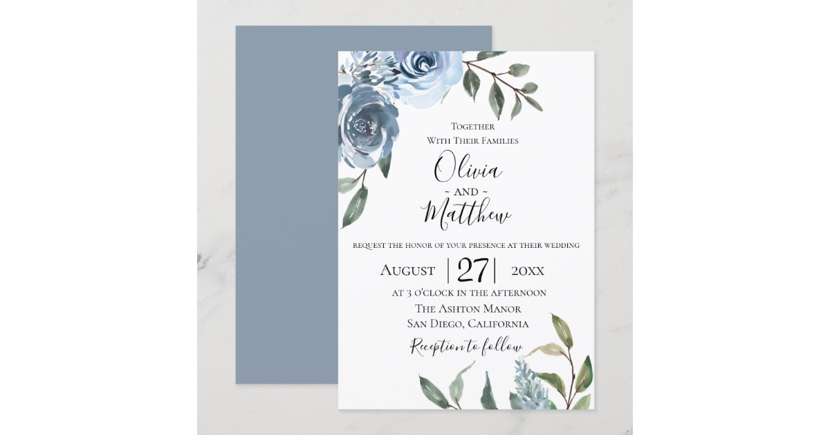 Invitación a la boda botánica azul turquesa | Zazzle.es