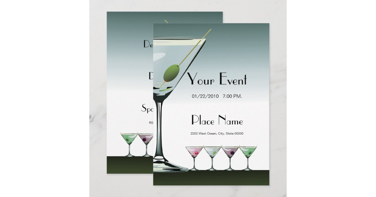 Invitación a la fiesta de cócteles Martini | Zazzle.es