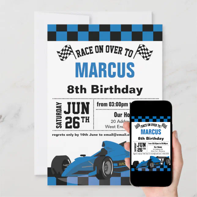 Invitación a la fiesta de cumpleaños de Fórmula 1 | Zazzle.es