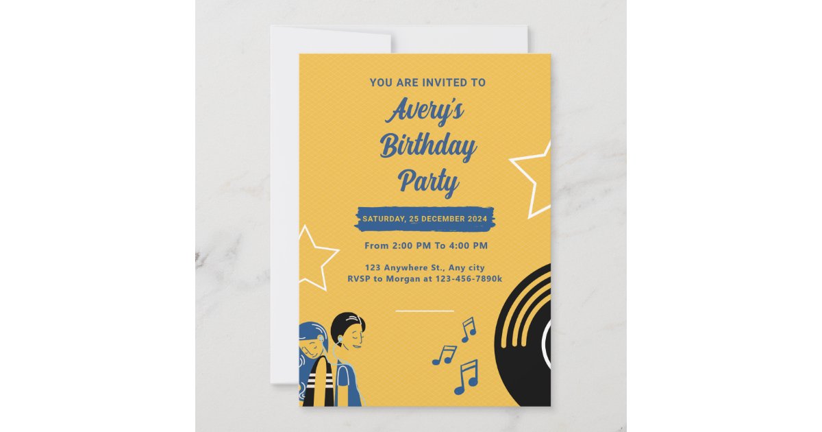 Invitación a la fiesta de cumpleaños musical | Zazzle.es