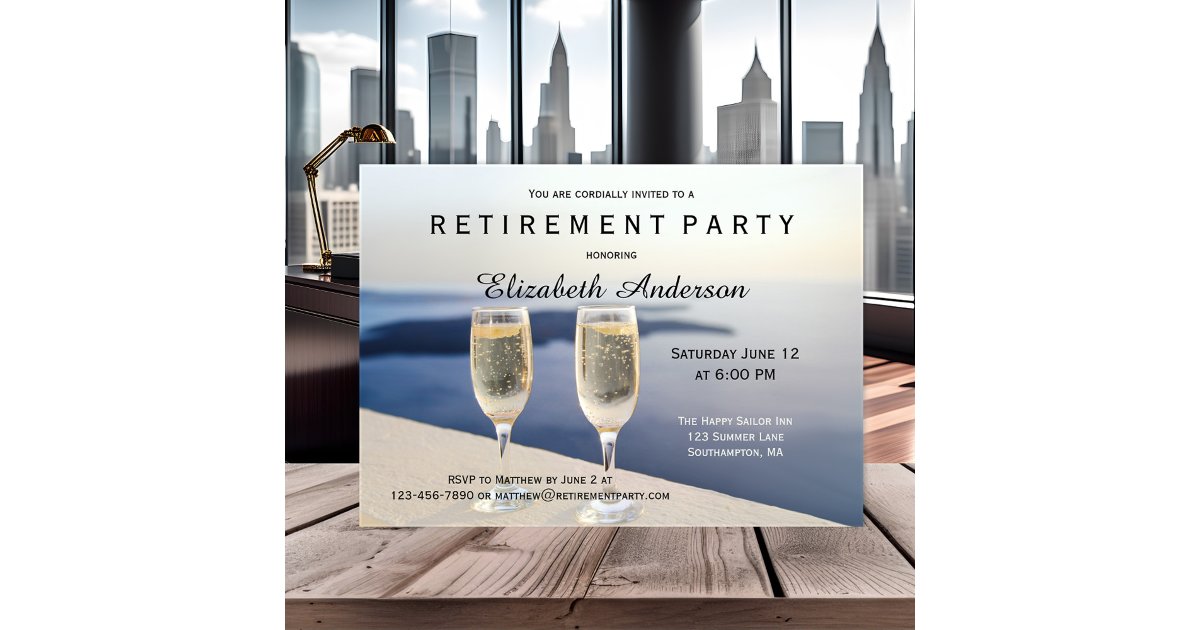 Invitación a la fiesta de retiro de champán en la | Zazzle.es