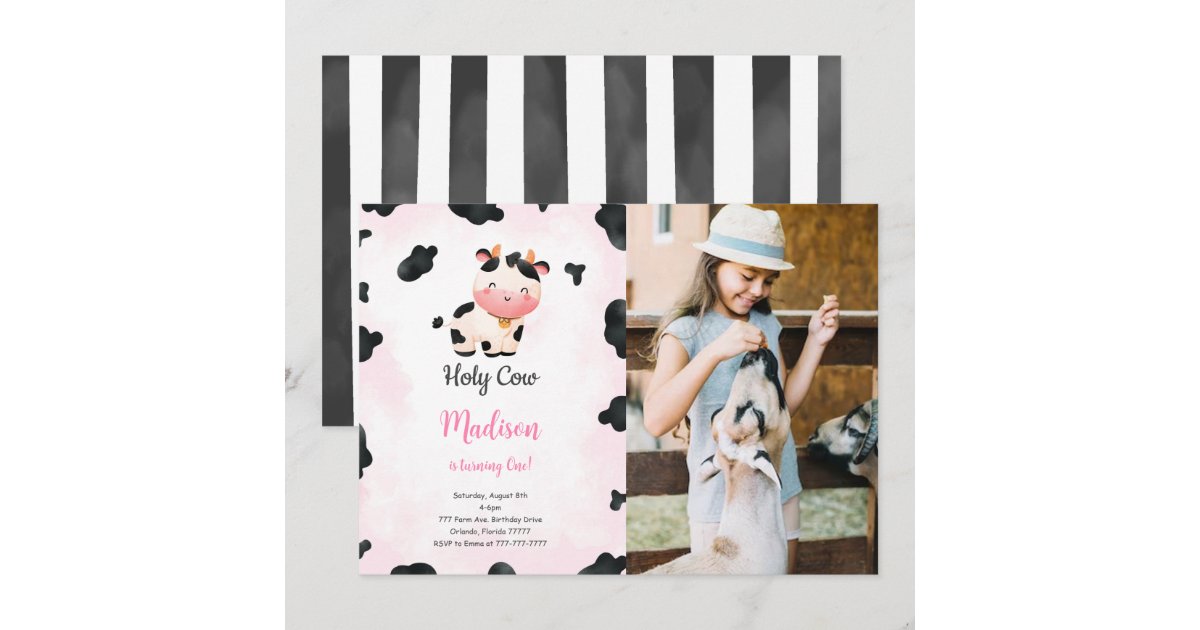 Invitación a la foto del cumpleaños de la vaca cut | Zazzle.es