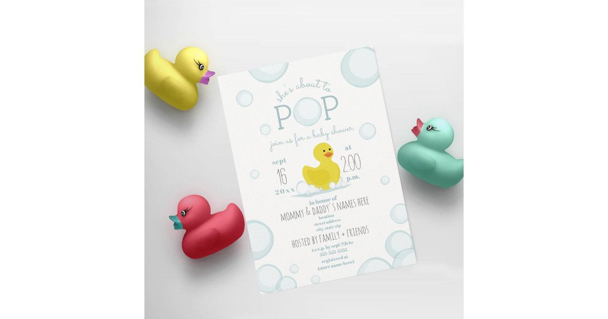 Invitación A Punto De Pop Rubber Duck Bubbles Baby Shower Azu | Zazzle.es