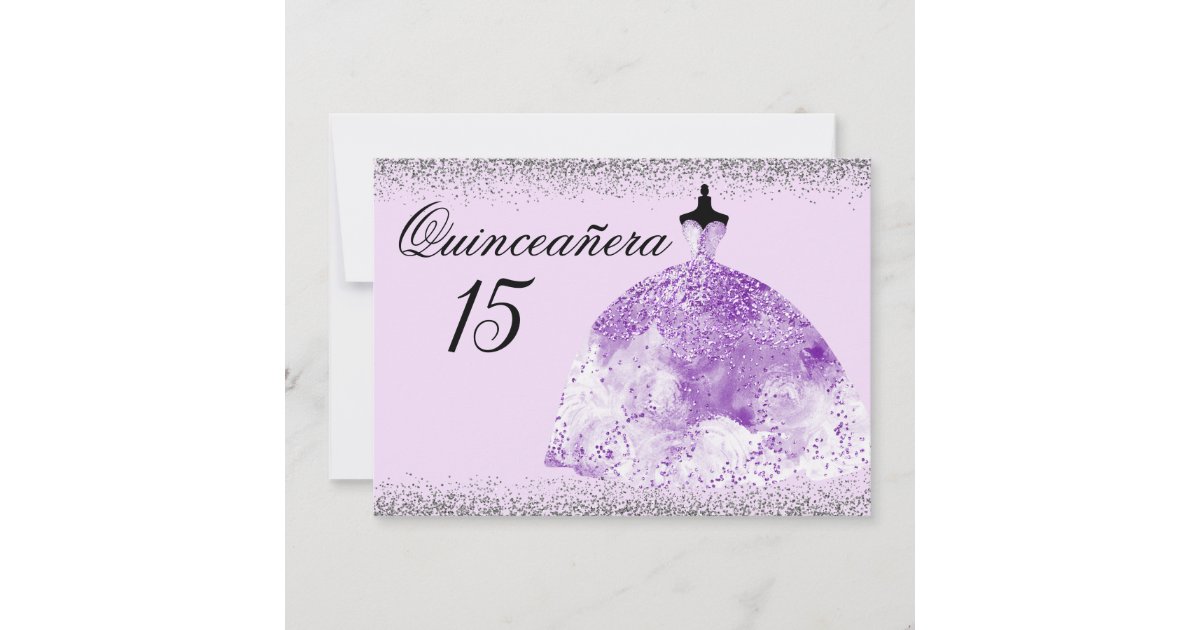 Invitación a Quinceanera de color púrpura Purpurin | Zazzle.es