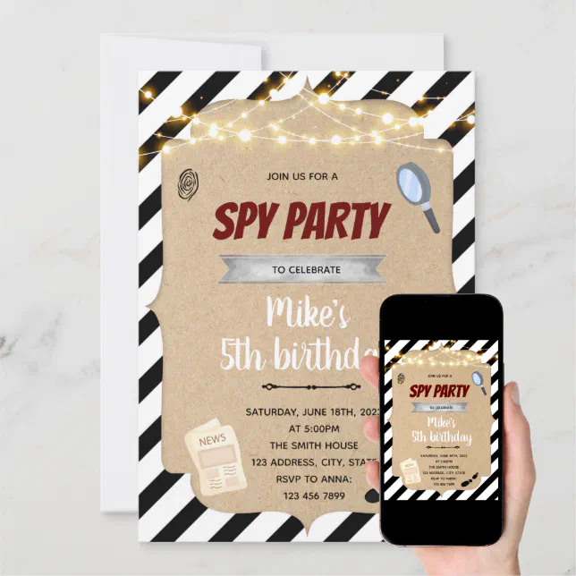 Invitación a una fiesta de cumpleaños de detective | Zazzle.es