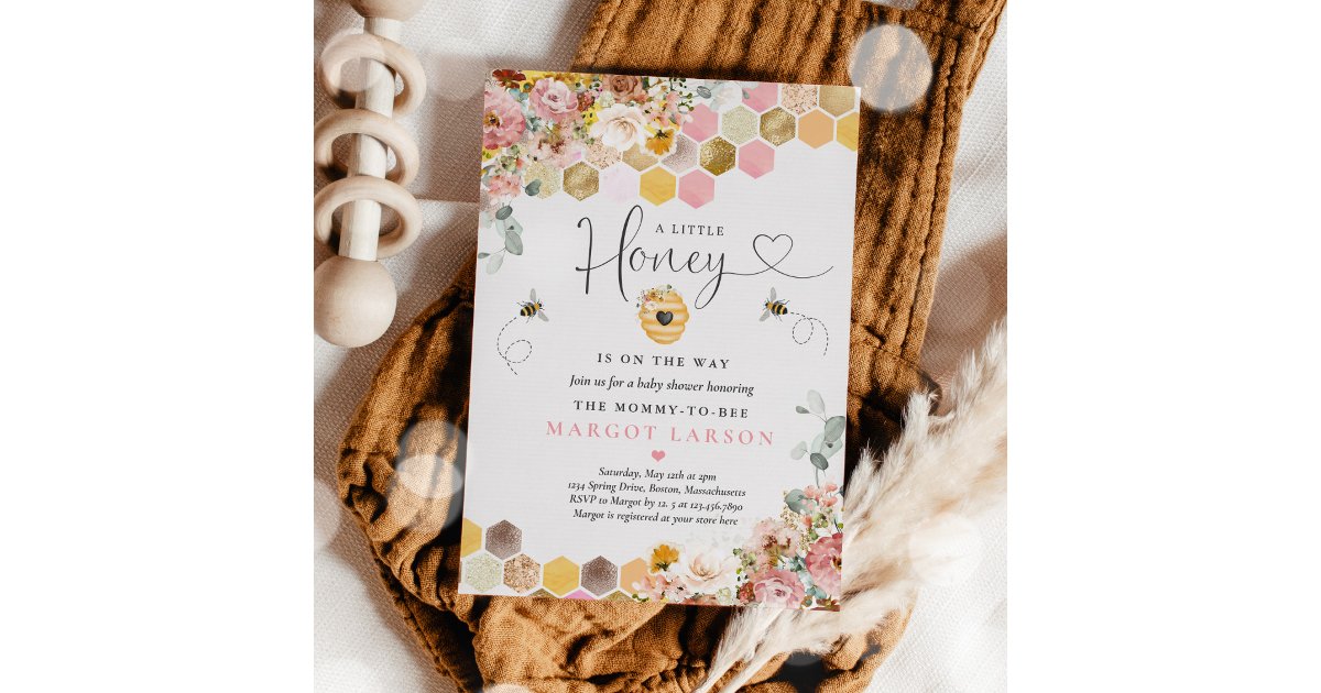 Invitación Abeja De Flor Silvestre Baby Shower Pequeña Miel E | Zazzle.es