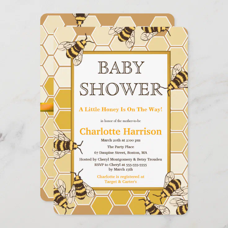 Invitación Abejas y miel Comb Neutral Baby Shower | Zazzle.es