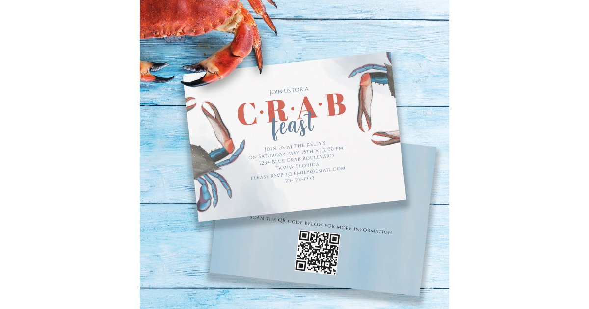 Invitación Acuarela Cráter azul simple Festín Fiesta Código Q | Zazzle.es