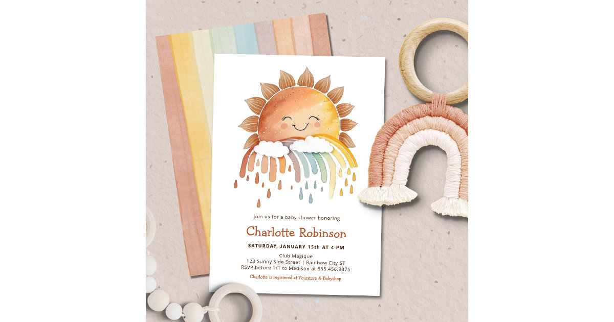 Invitación Acuarela Feliz Baby Shower Amarillo Sunshine | Zazzle.es