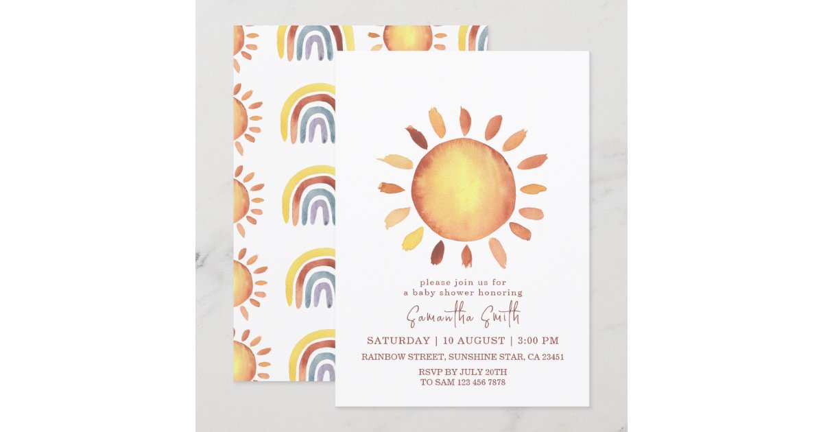 Invitación Acuarela Feliz Baby Shower Amarillo Sunshine | Zazzle.es