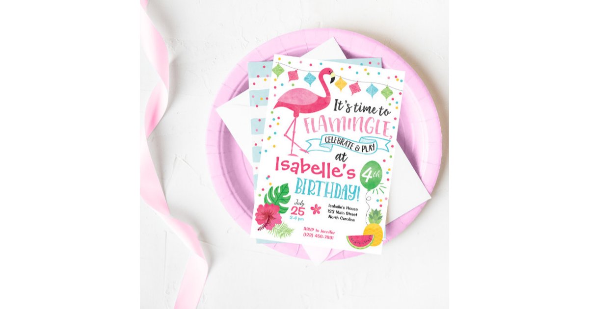 Invitación al cumpleaños de Summer Flamingo, Flami | Zazzle.es