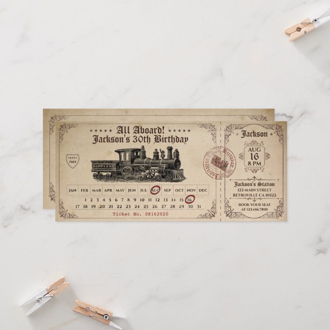 Invitaciones Perforadas Para Billetes De Tren Mención Especial Del