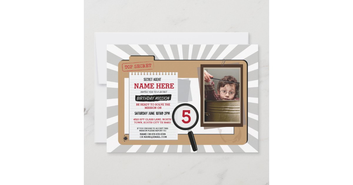 Invitación al detective de cumpleaños del agente s | Zazzle.es