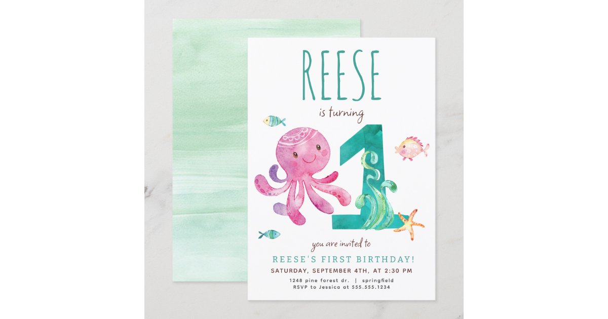 Invitación al primer cumpleaños del pulpo | Zazzle.es